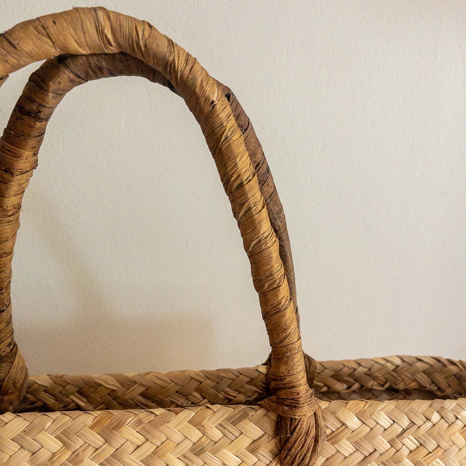 Woven Palm Leaf Totes | Dark Handles - Etsy