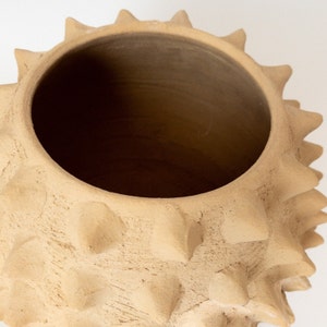 Round Ceramic Planter | Terracotta Spike Finish - Etsy