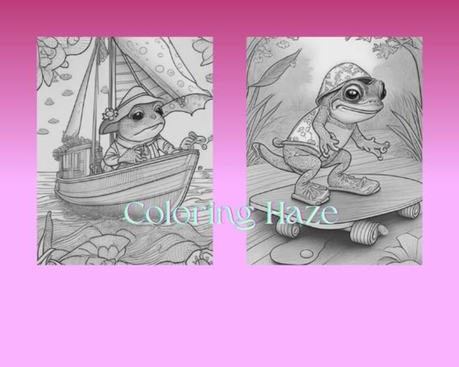 Frogscapades: 38 Cute Frog Adventure Adult Grayscale Coloring - Etsy