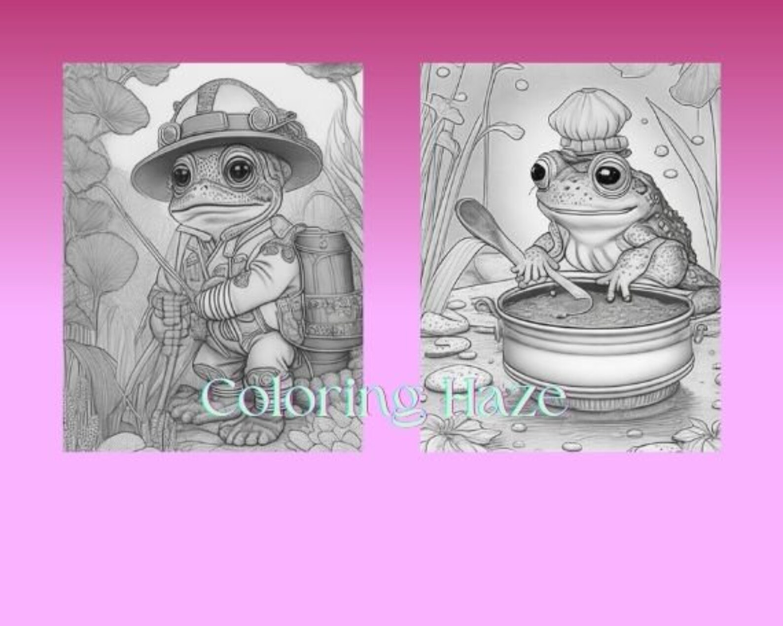 Frogscapades: 38 Cute Frog Adventure Adult Grayscale Coloring - Etsy