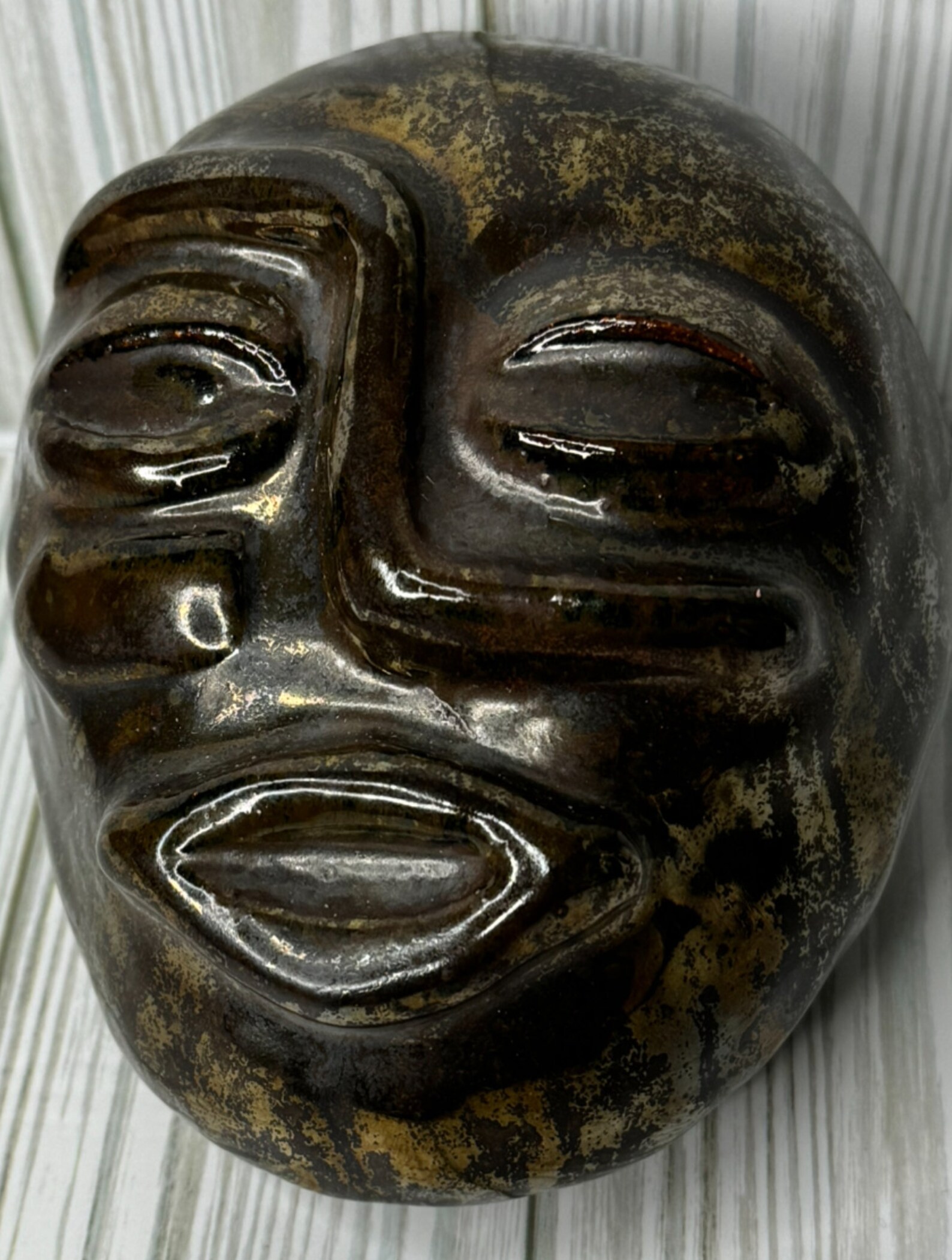 Unique Studio Pottery Paperweight of a Face. Pottery Face Paperweight ...