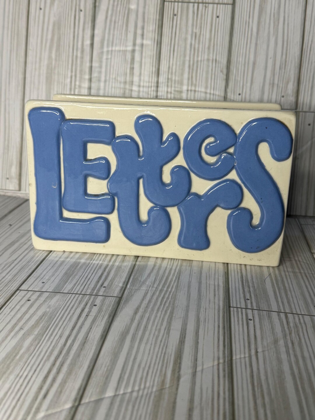 Colorful Vintage Ceramic Letter Holder | Handmade Office Organizer ...