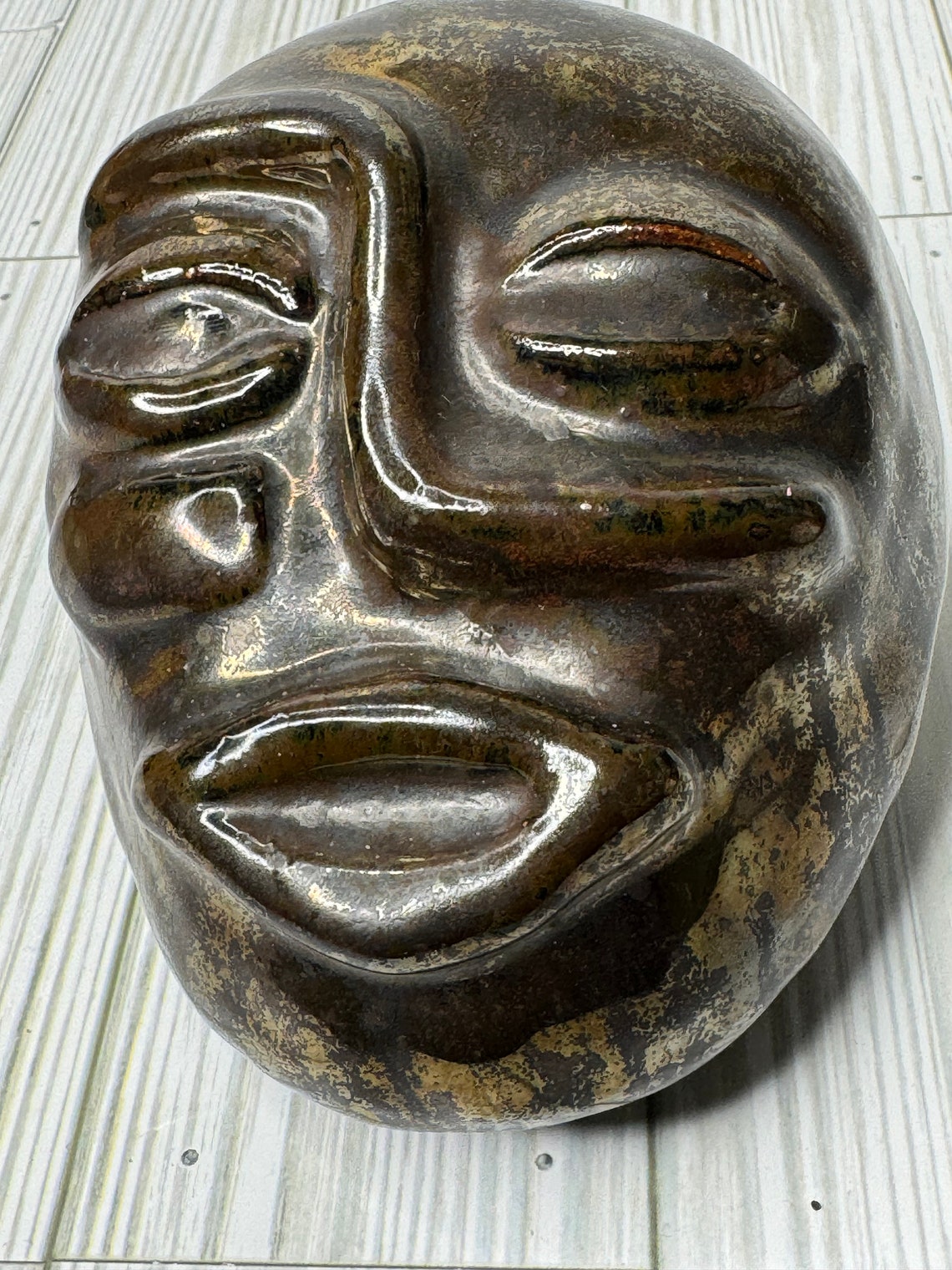 Unique Studio Pottery Paperweight of a Face. Pottery Face Paperweight ...