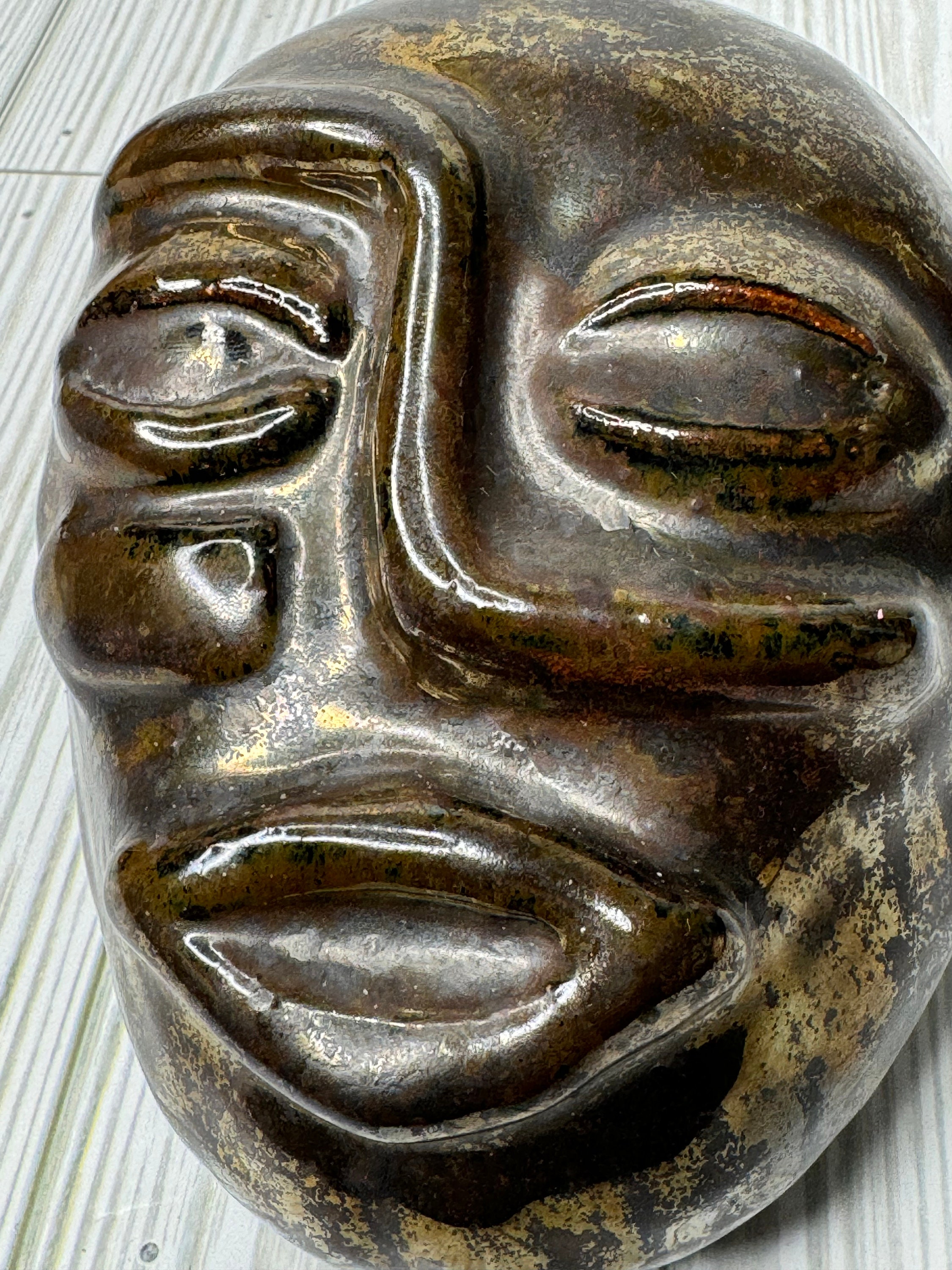 Unique Studio Pottery Paperweight of a Face. Pottery Face Paperweight ...