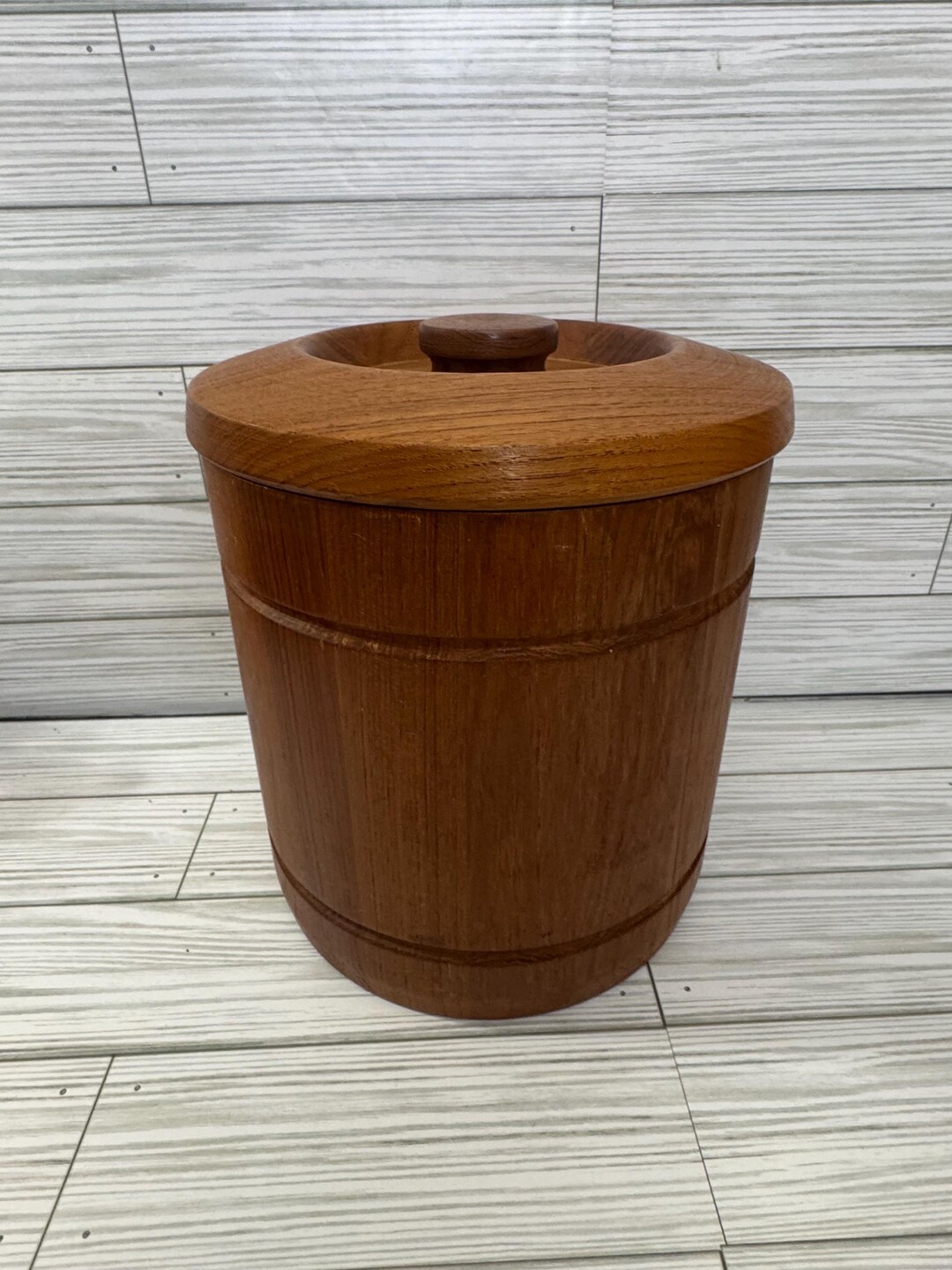 Vintage 1960s Danish Modern Teak Wood Lidded Ice Bucket Mid Century ...