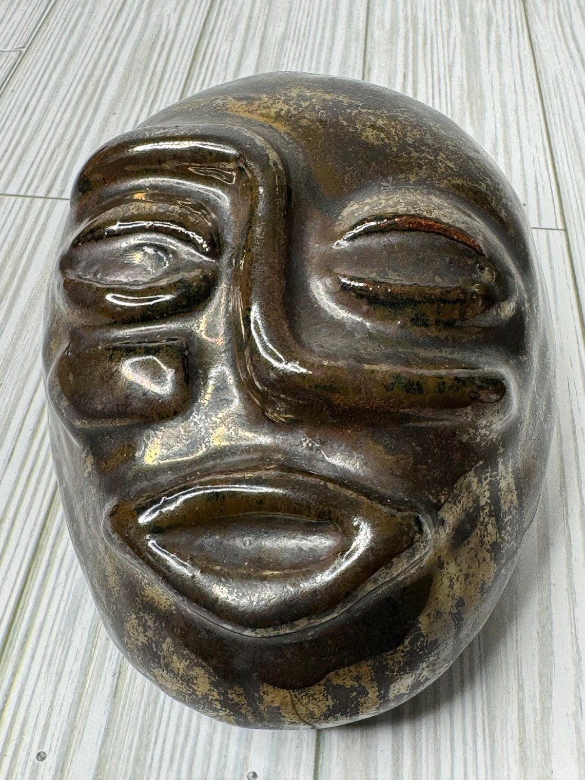 Unique Studio Pottery Paperweight of a Face. Pottery Face Paperweight ...