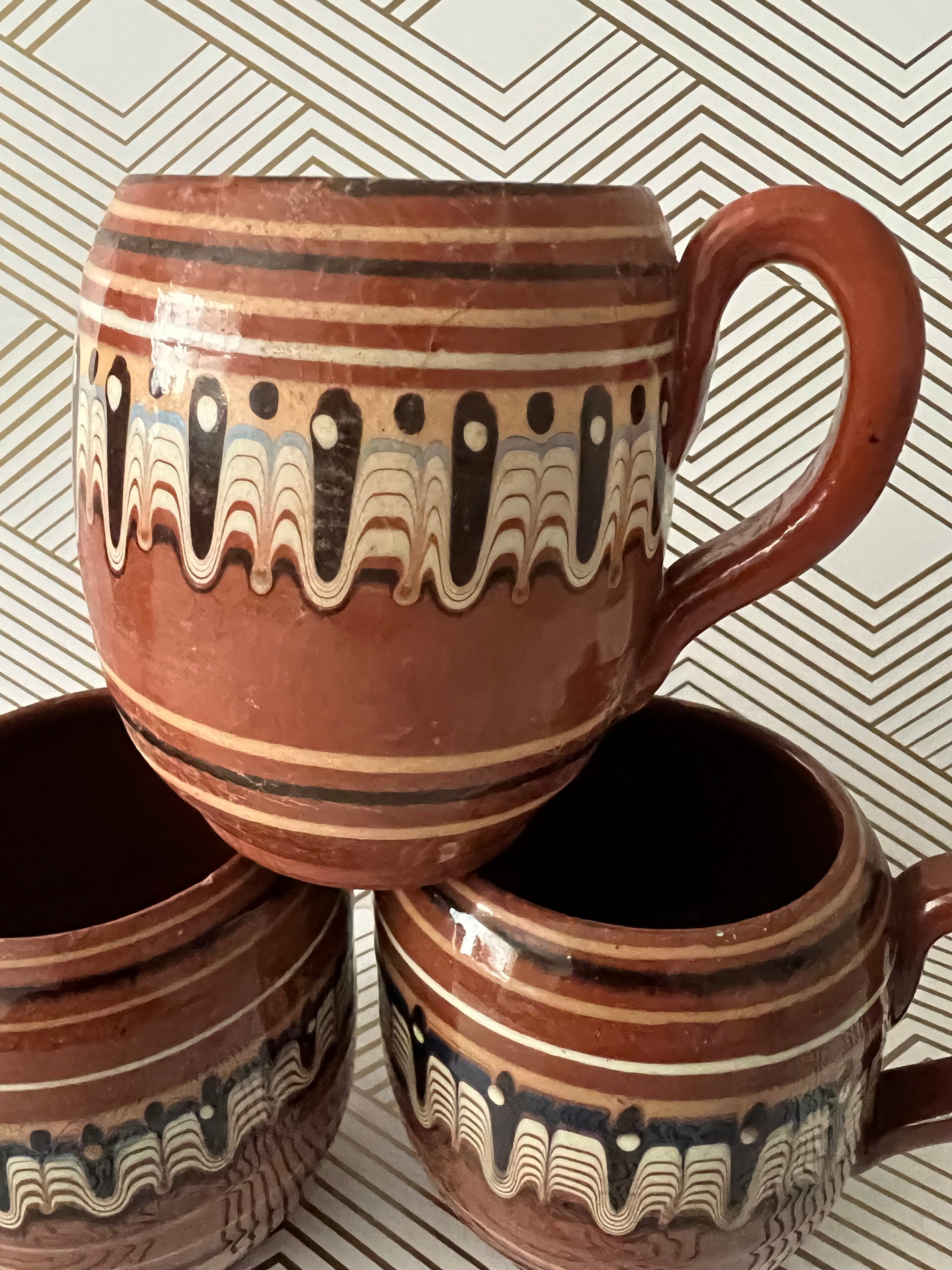 Trio Bulgarian Troyan Redware Pottery Coffee Mugs - Etsy Australia
