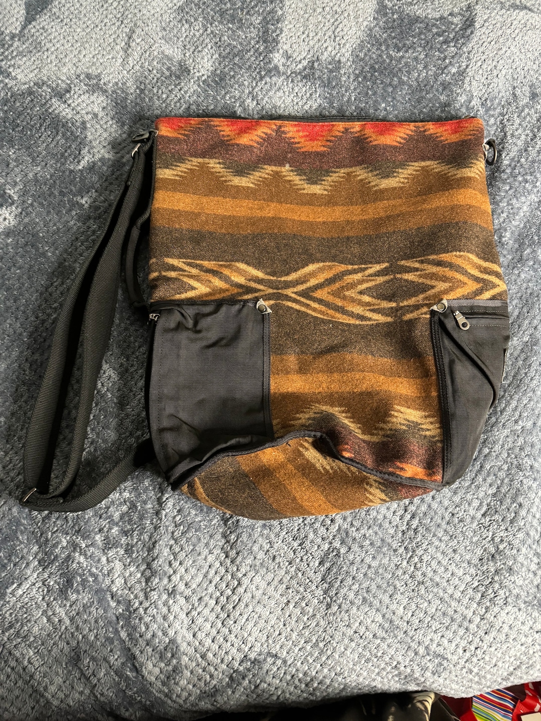 PENDLETON Duffle Bag SOUTHWESTERN BLANKET Weekender Wool Leather Aztec ...