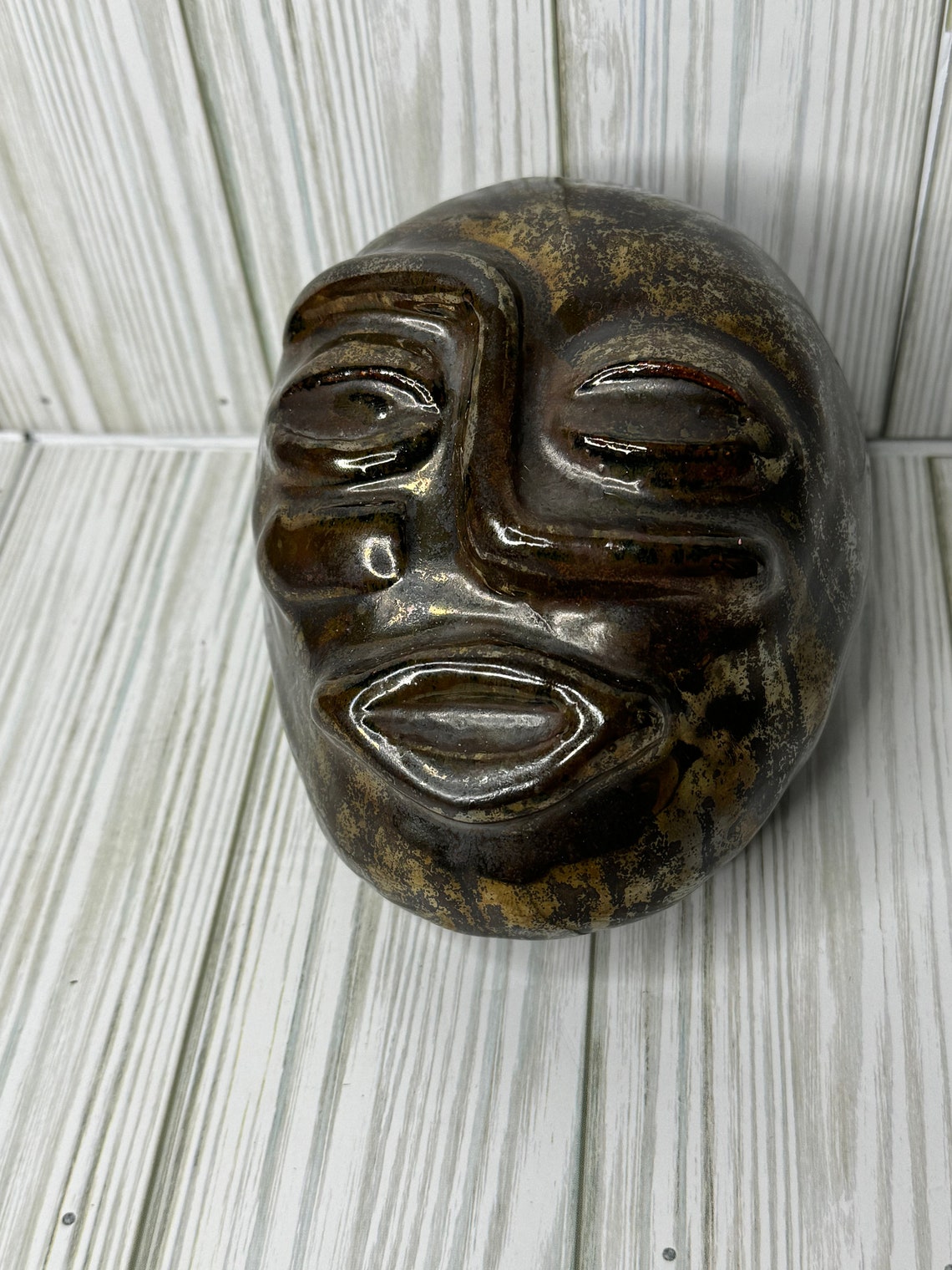 Studio Pottery Face Paperweight - Geometric Desk Decor - Etsy
