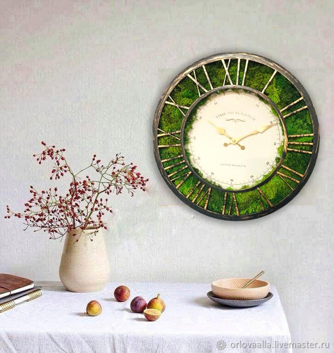 Modern Moss Wall Clock Moss Art Clock Unique Home Decor Clock Unique ...