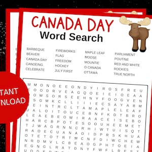 Canada Day Word Search Printable Game, Canada Day Activity for Kids and ...