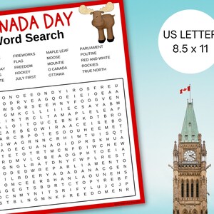 Canada Day Word Search Printable Game, Canada Day Activity for Kids and ...