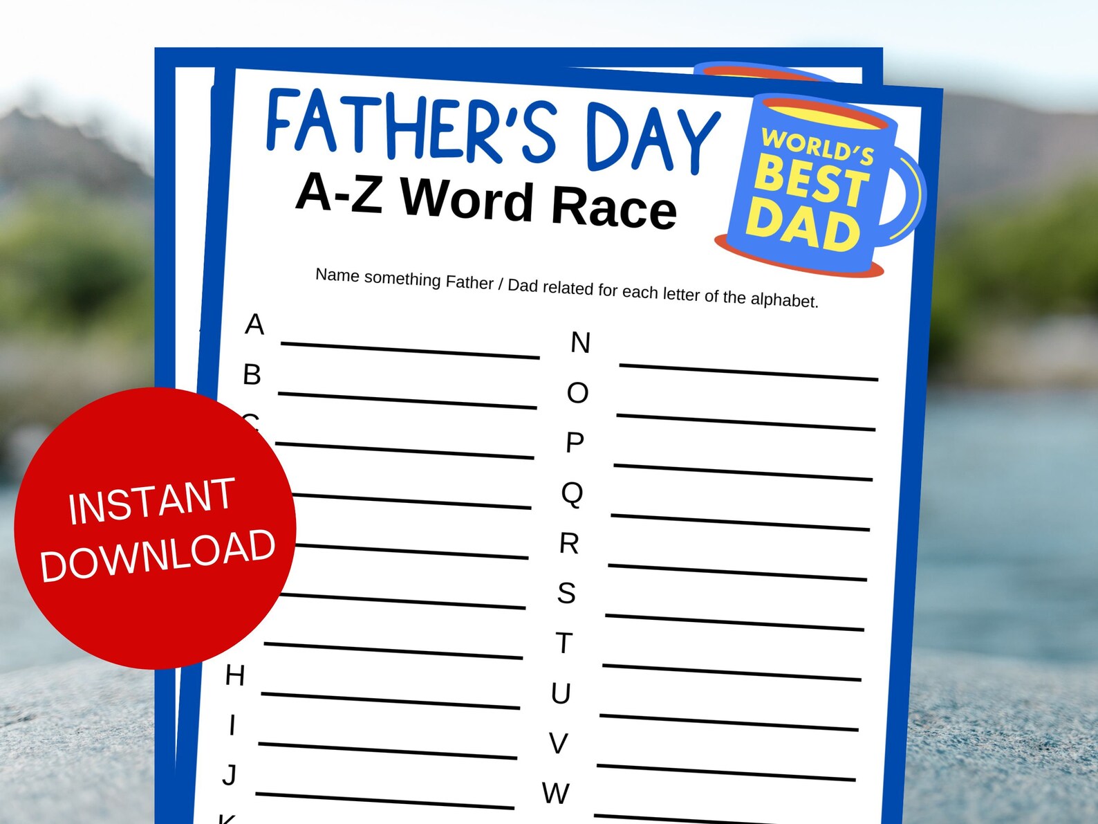 Fathers Day A-Z Word Race Printable Game, Fathers Day Activity for Kids ...