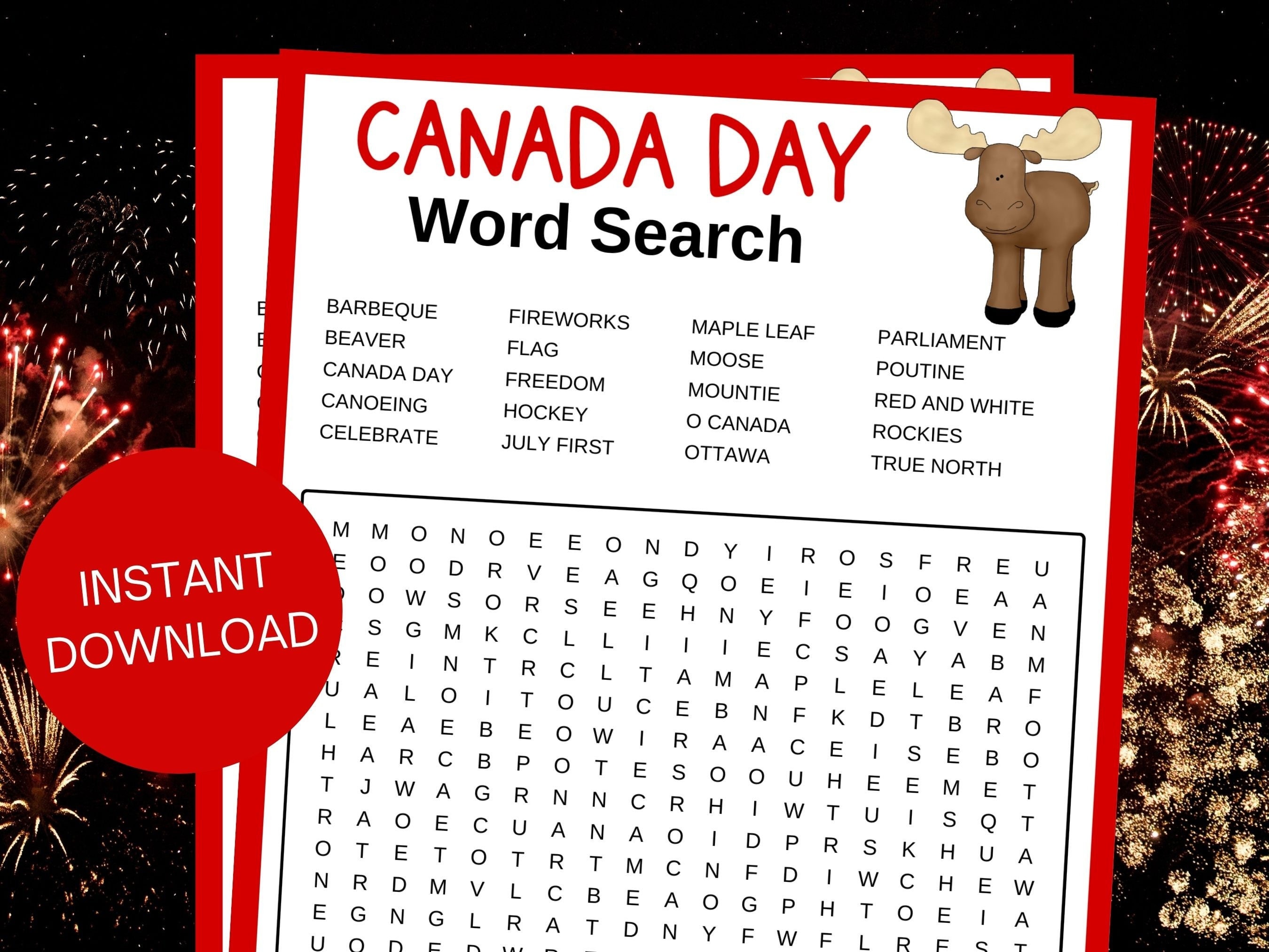 Canada Day Word Search Printable Game, Canada Day Activity for Kids and ...