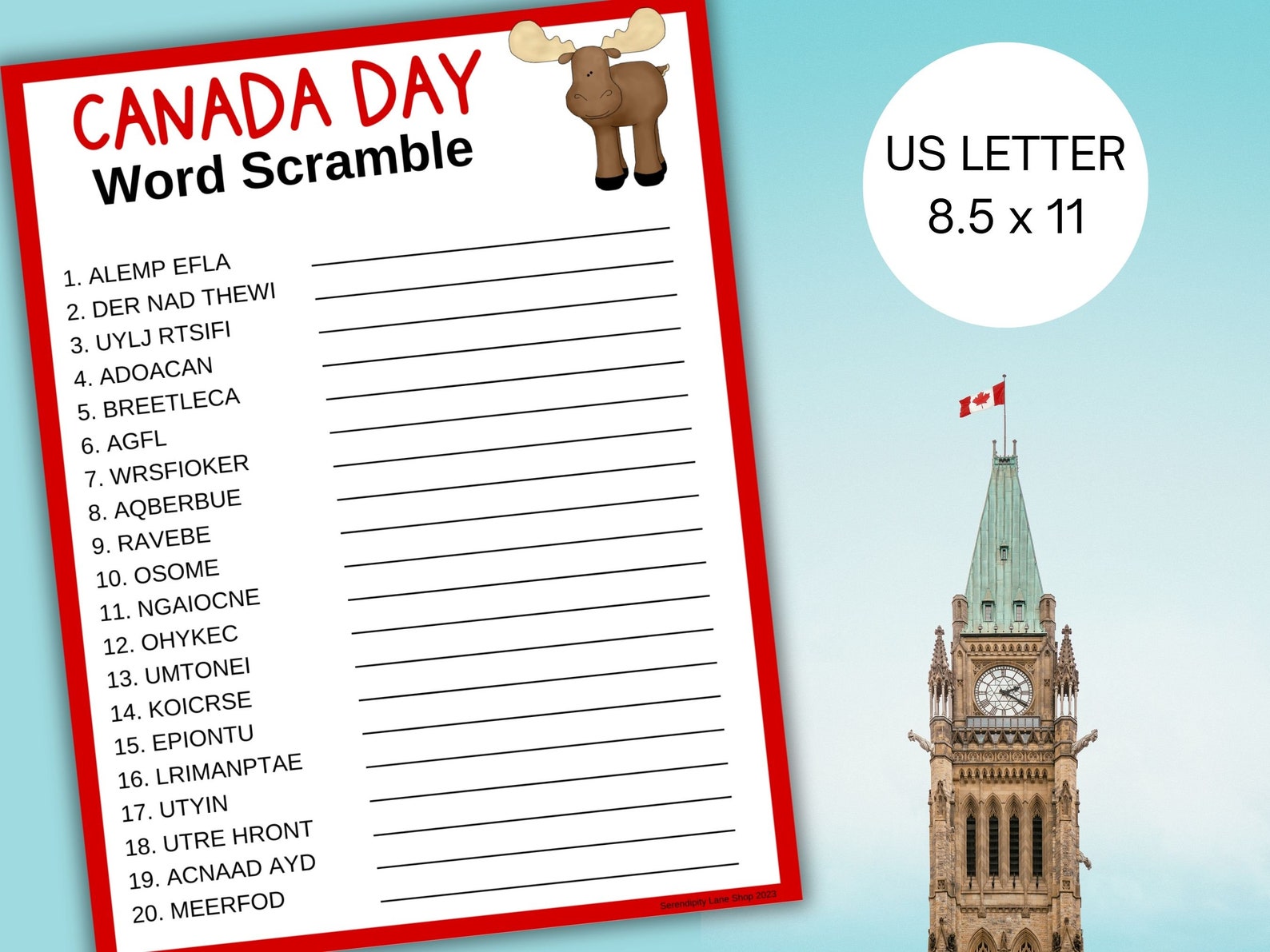Canada Day Word Scramble Printable Game, Canada Day Activity for Kids ...