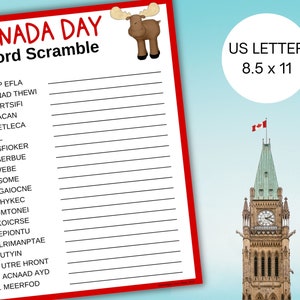 Canada Day Word Scramble Printable Game, Canada Day Activity for Kids ...