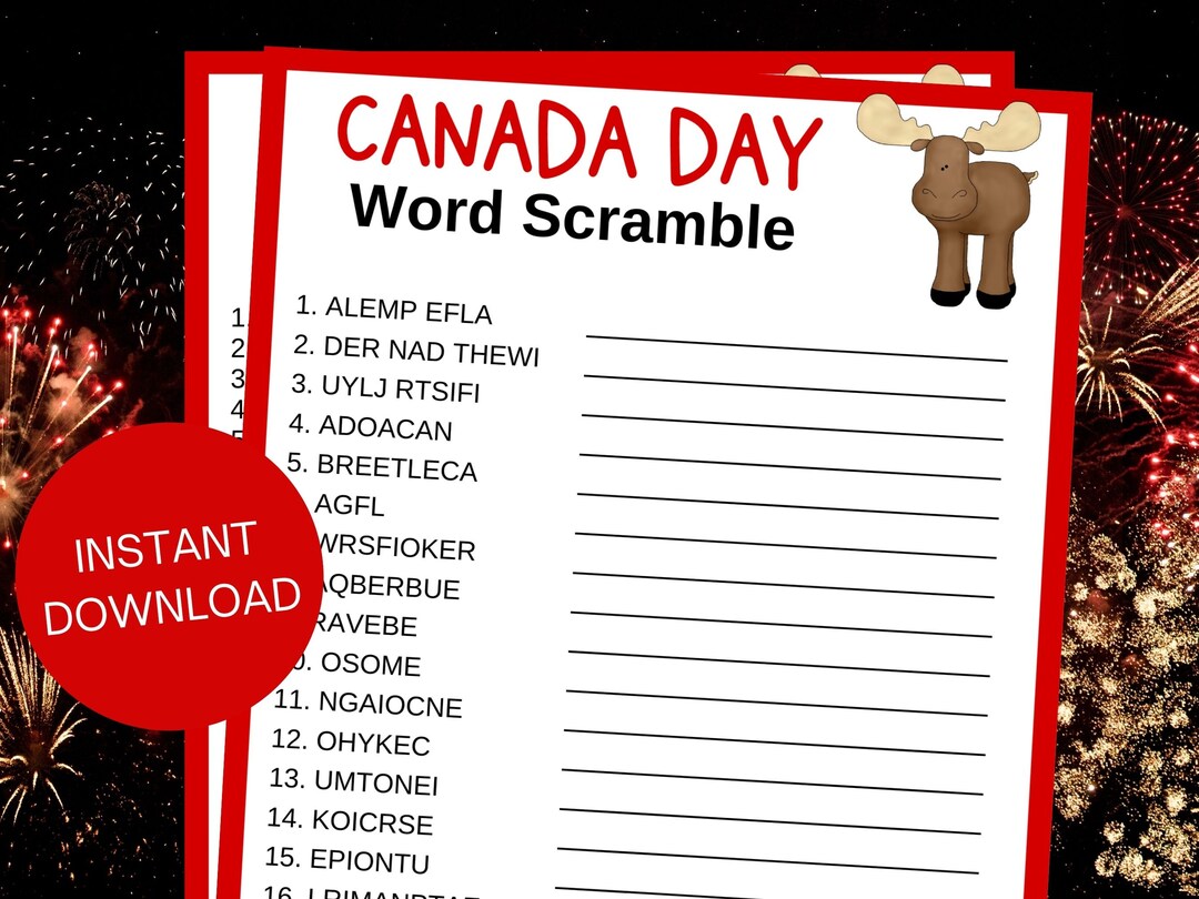 Canada Day Word Scramble Printable Game, Canada Day Activity for Kids ...