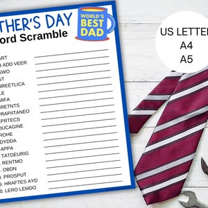 Fathers Day Word Scramble Printable Game, Fathers Day Activity for Kids ...