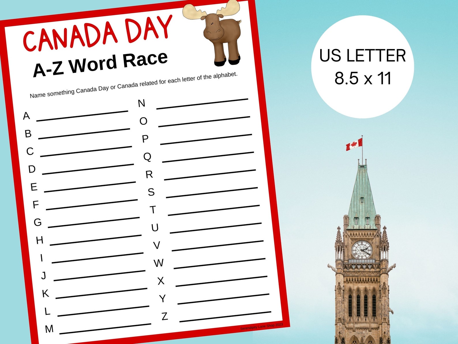Canada Day A-Z Word Race Printable Game, Canada Day Activity for Kids ...