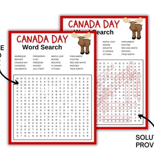 Canada Day Word Search Printable Game, Canada Day Activity for Kids and ...
