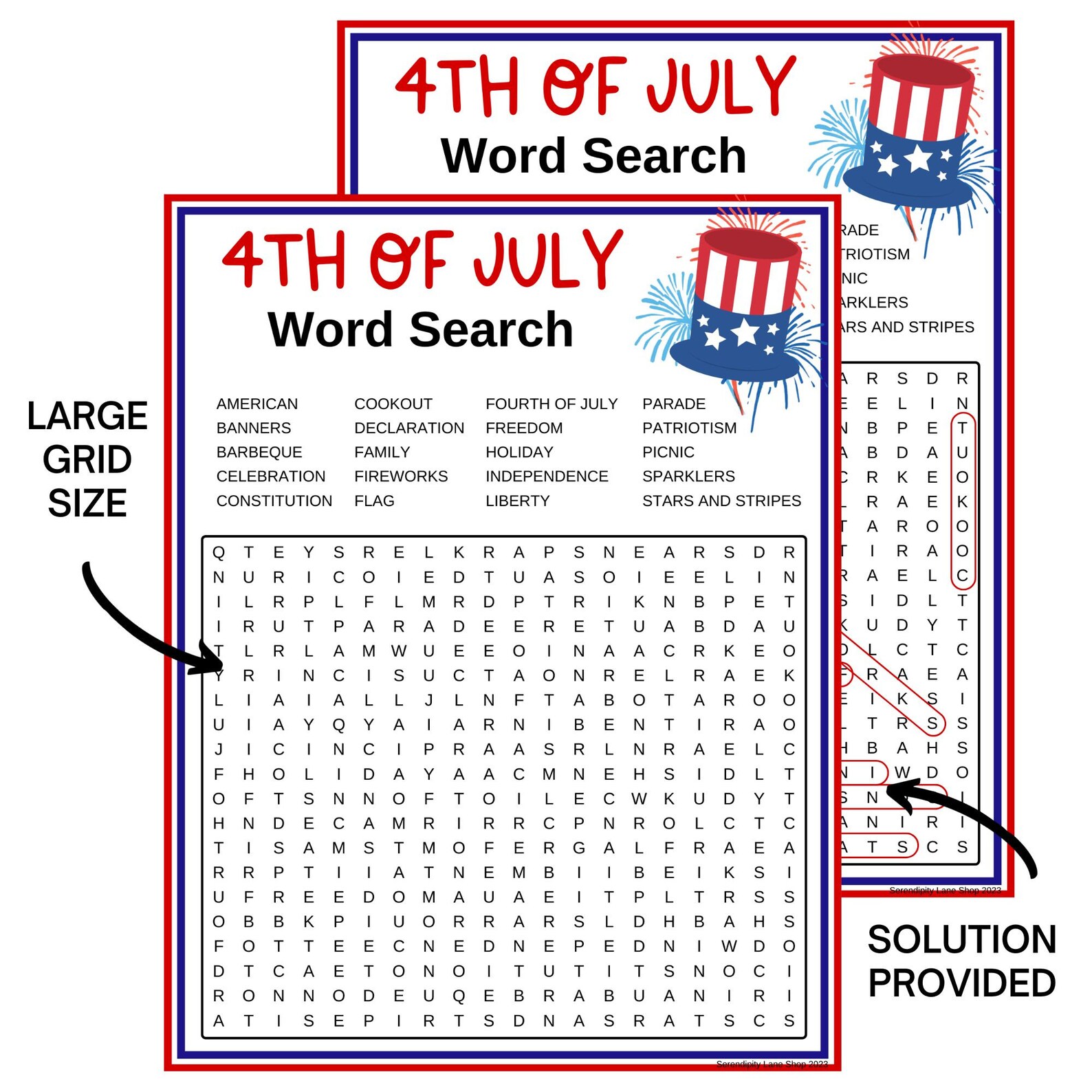 4th of July Word Search Printable Game, Independence Day Party Games ...
