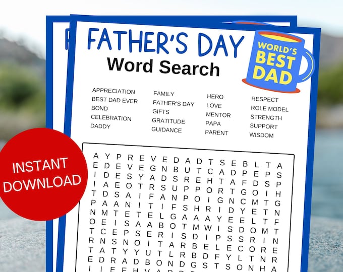 Printable Father's Day Word Search ~ Printable Fathers Day Activity ...