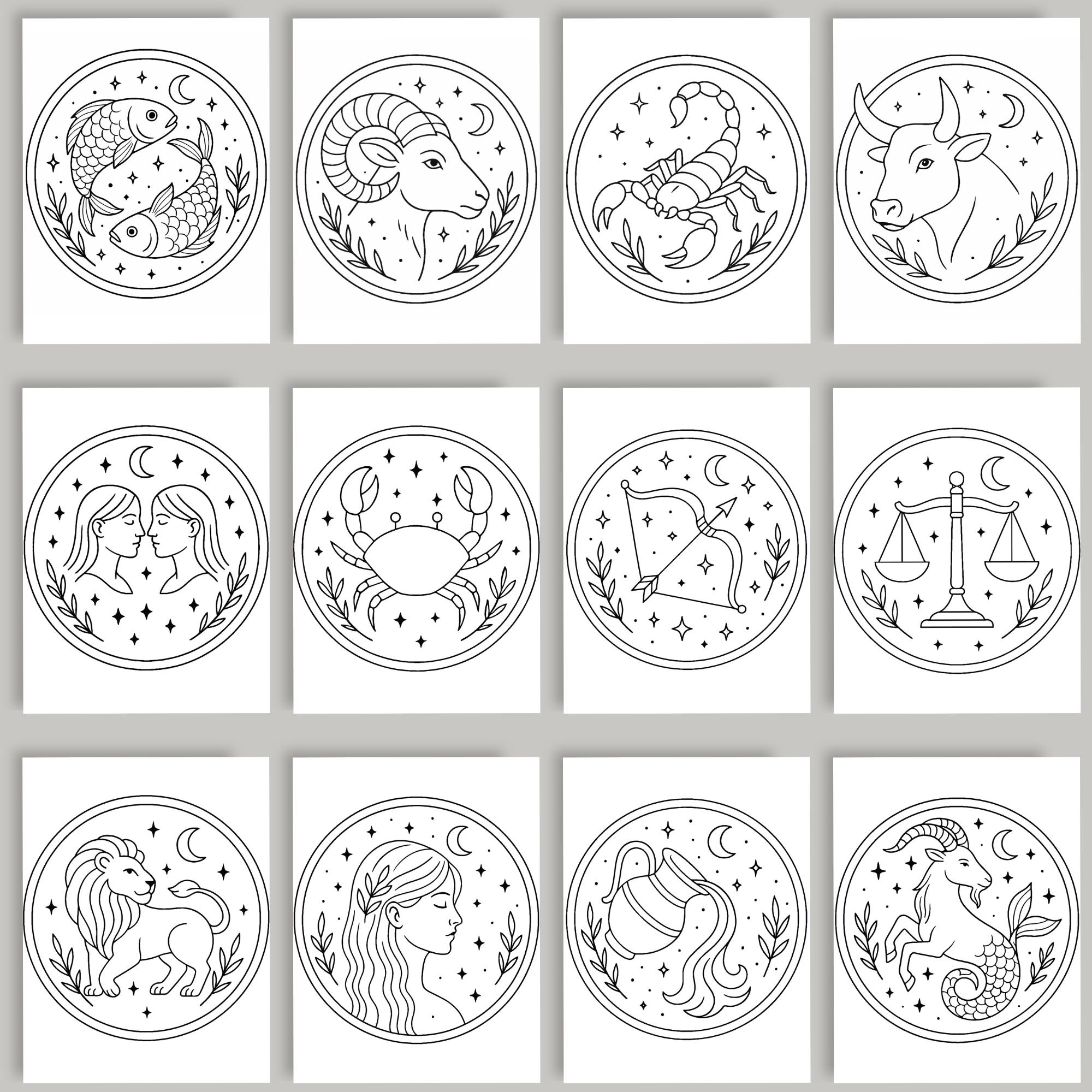 Zodiac Coloring Pages Printable | 24 Astrology Signs & Animals ...