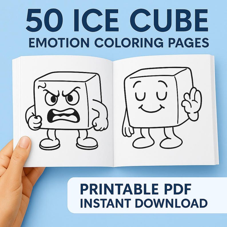 50 Emotions Ice Cube Coloring Pages for Kids - Printable Feelings ...