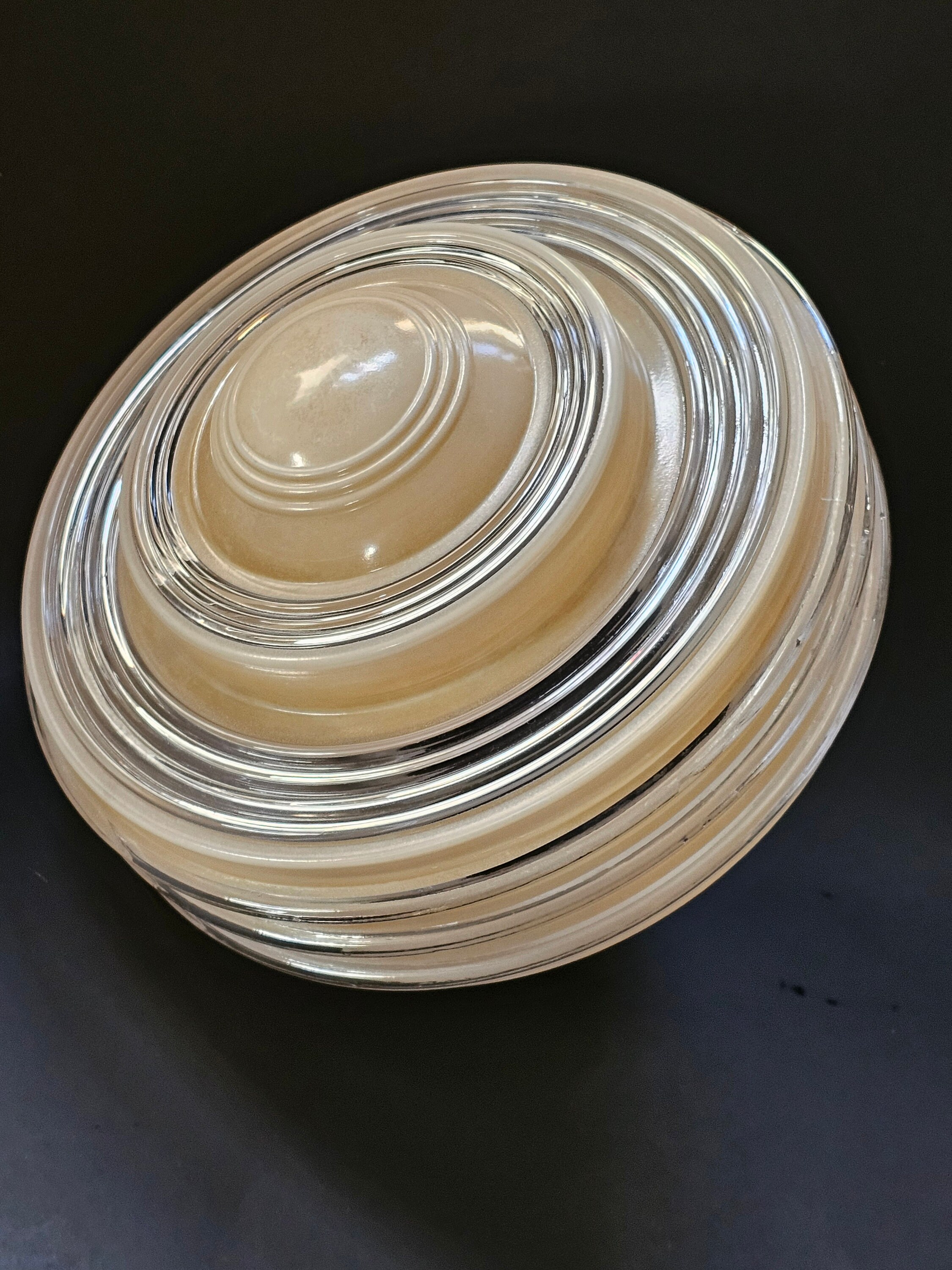 Vintage Art Deco bullseye Flush Mount Ceiling Light Fixture Clear and ...