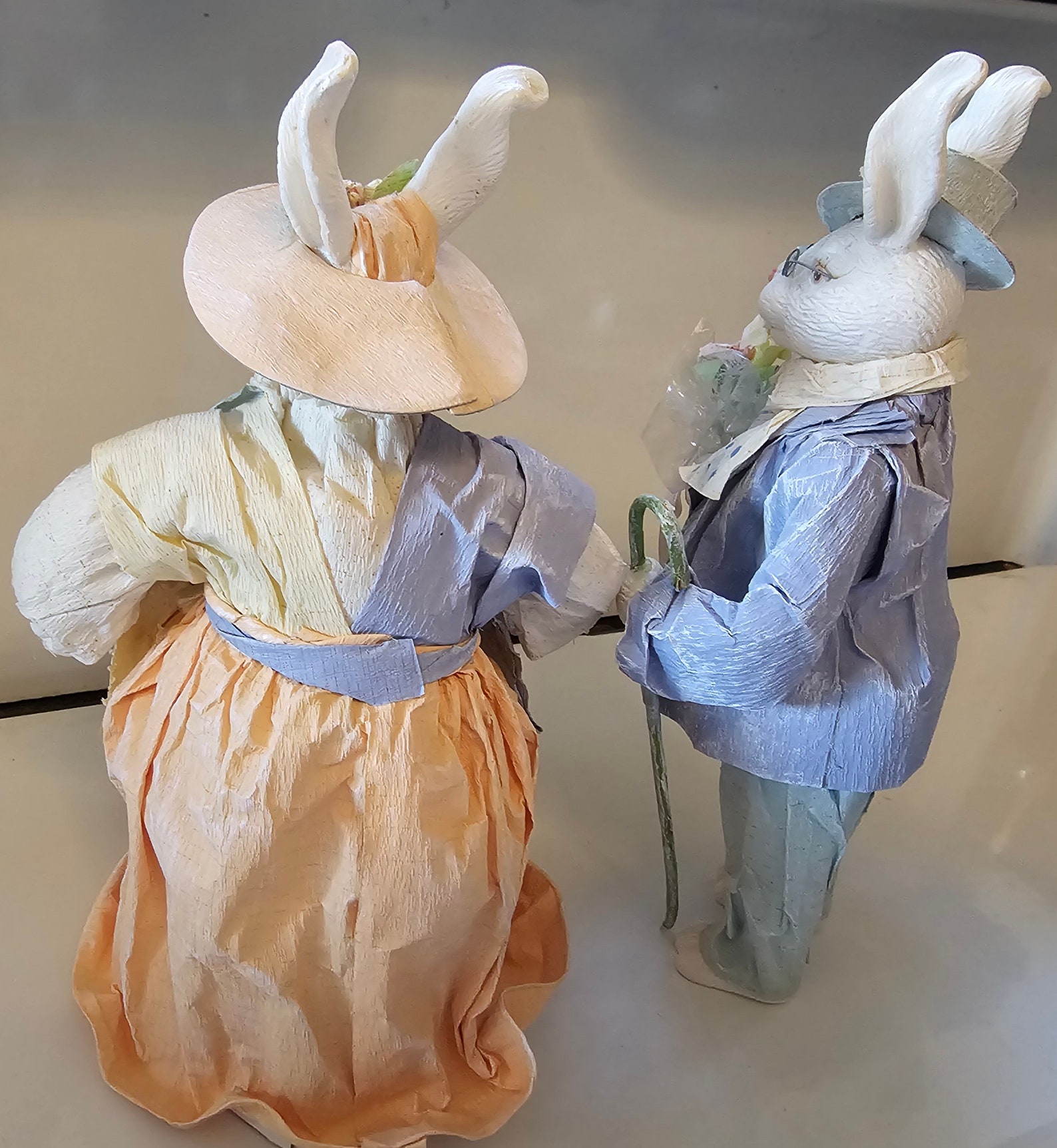 10 Paper Mache Easter Bunny Rabbits Set of 2 Mr. & Mrs. Easter Bunny ...