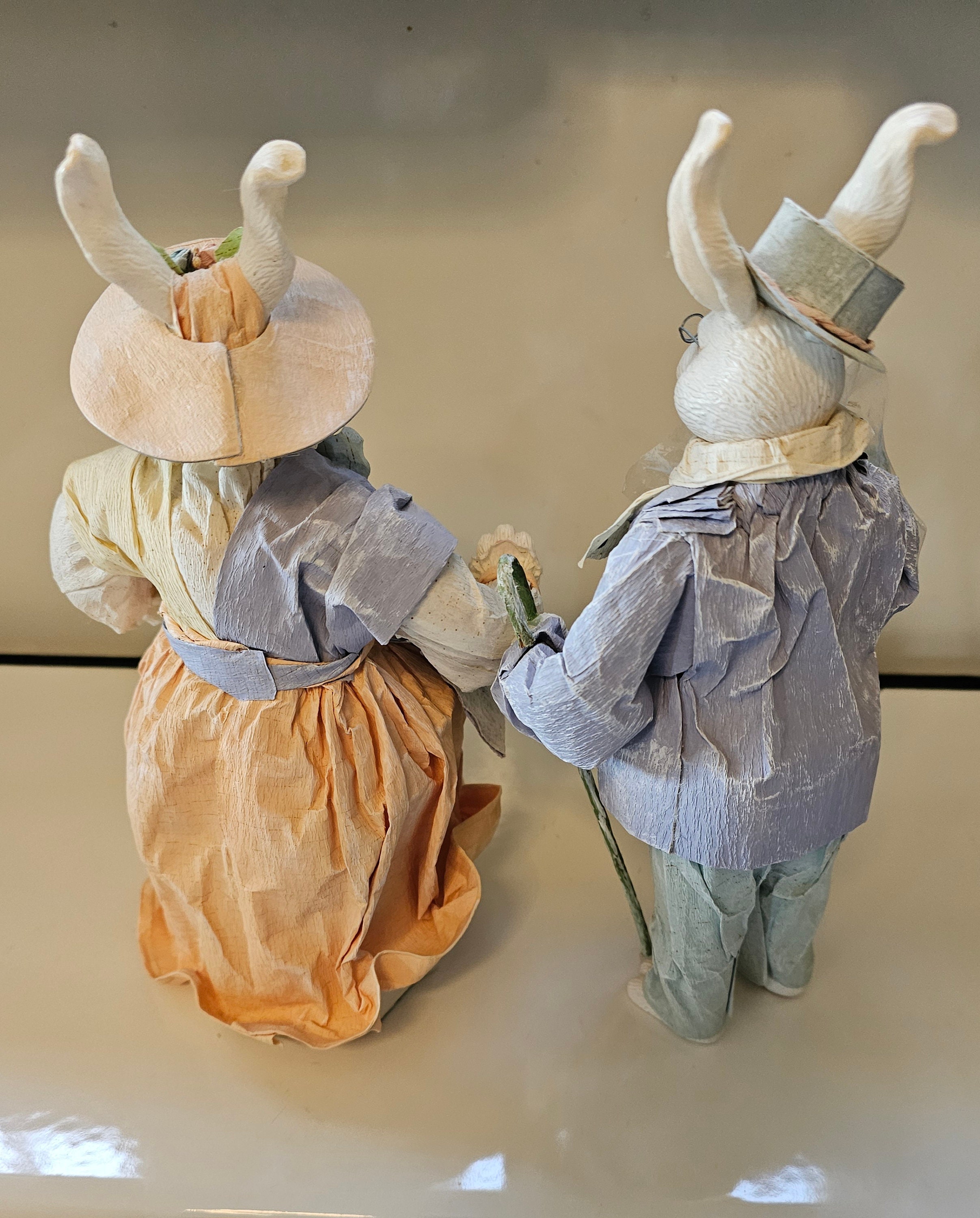 10 Paper Mache Easter Bunny Rabbits Set of 2 Mr. & Mrs. Easter Bunny ...