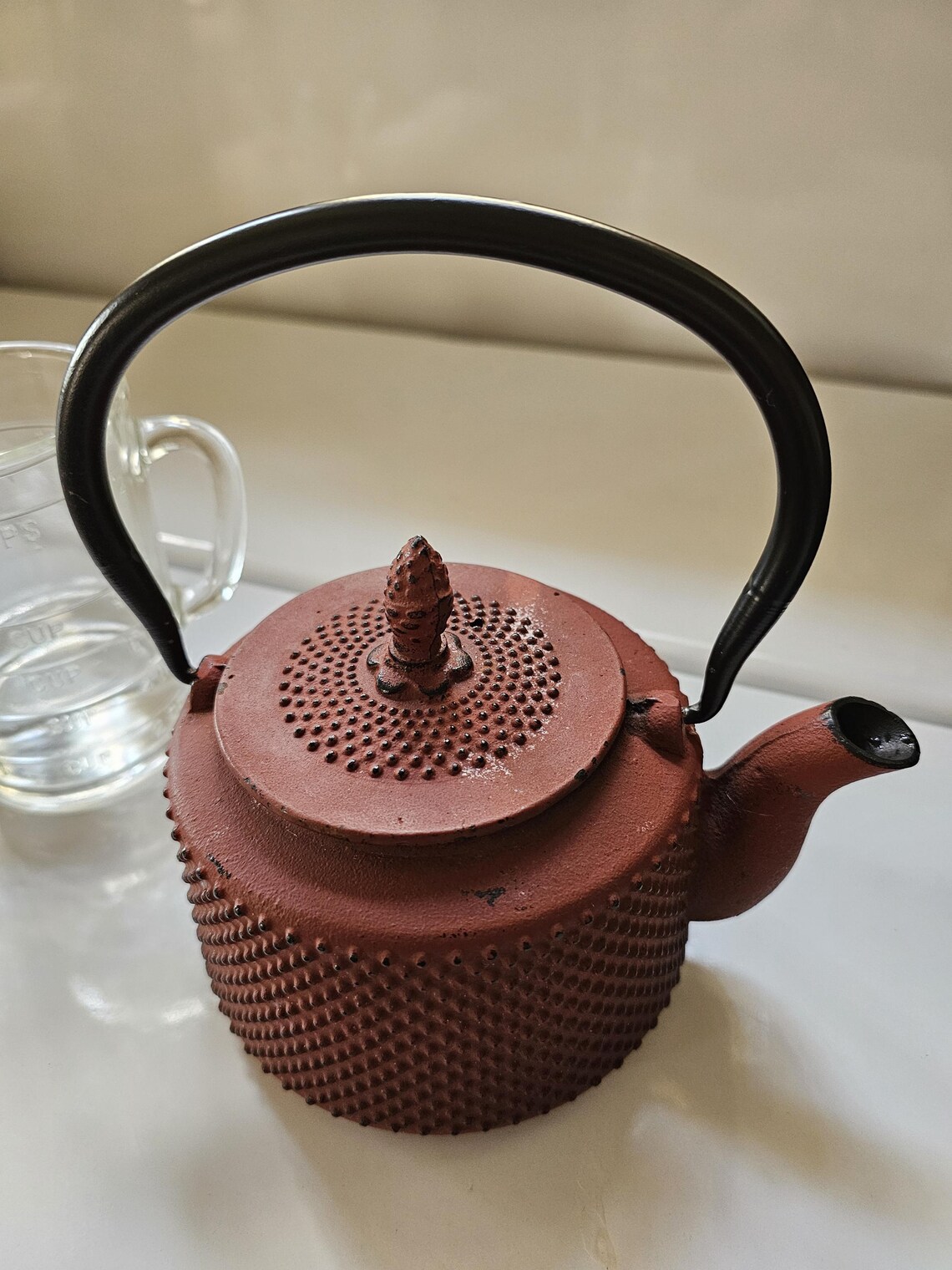 Vintage Japanese Style Red Cast Iron Teapot 2.5 Cup With Enameled ...