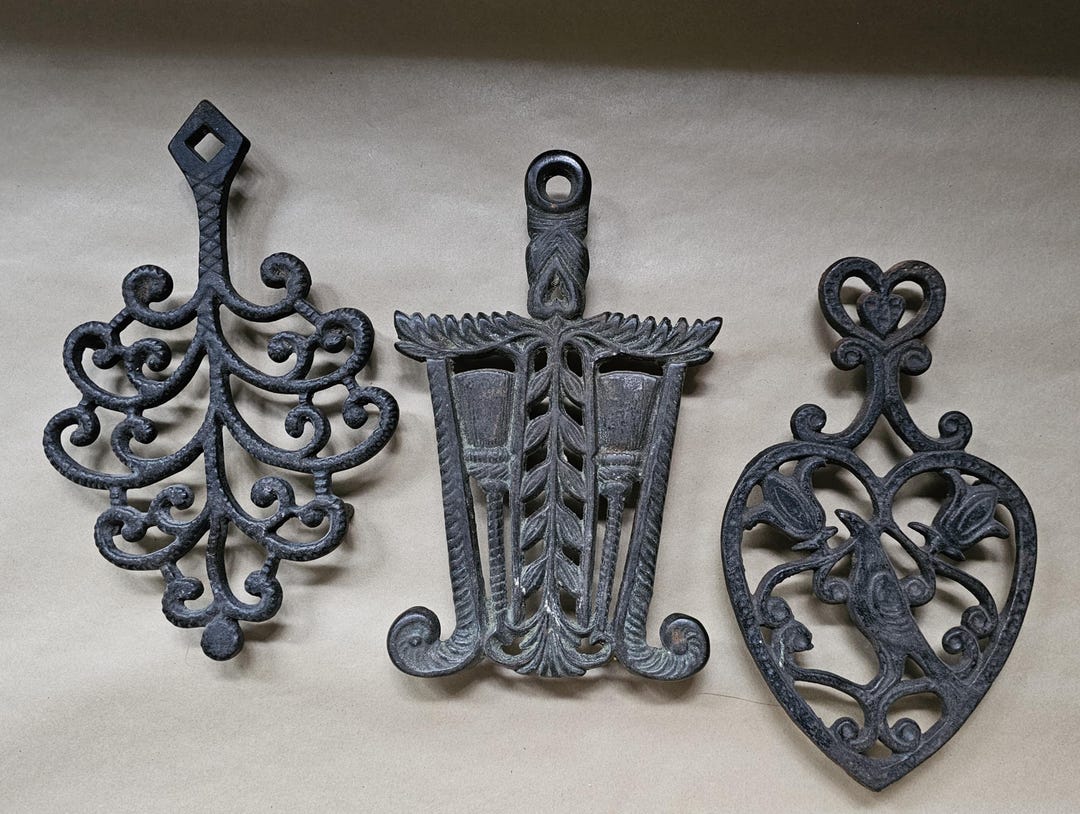 Vintage Cast Iron Trivets Set of 3 - Etsy