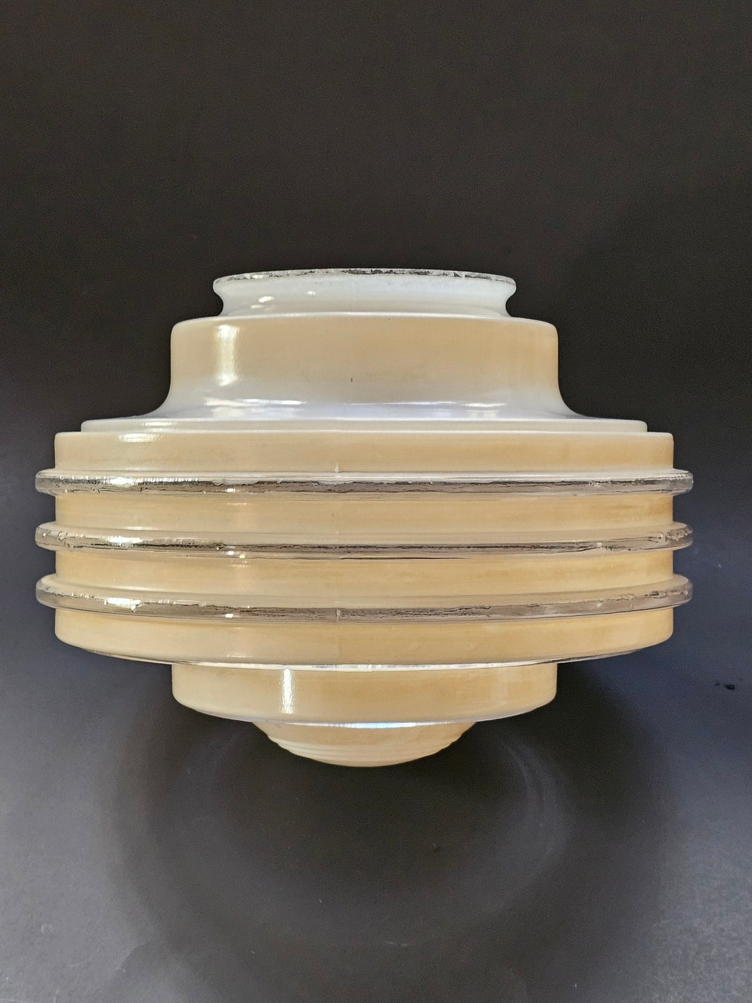 Vintage Art Deco bullseye Flush Mount Ceiling Light Fixture Clear and ...