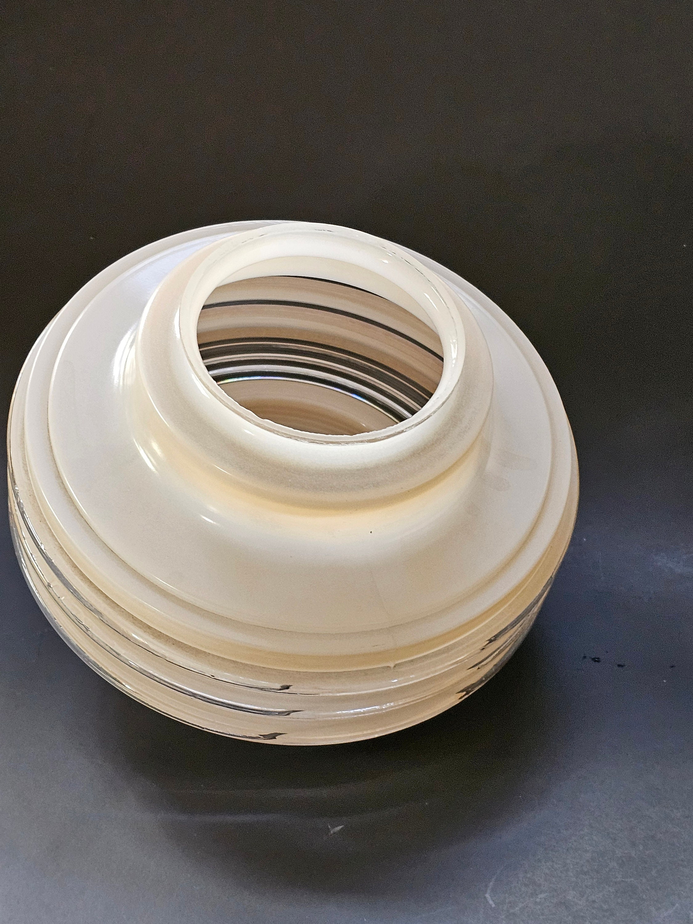 Vintage Art Deco bullseye Flush Mount Ceiling Light Fixture Clear and ...