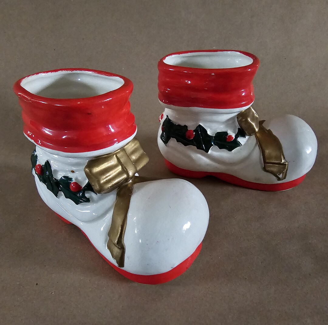Vintage Ceramic Santa Claus Boots Christmas Decor Japan - Etsy