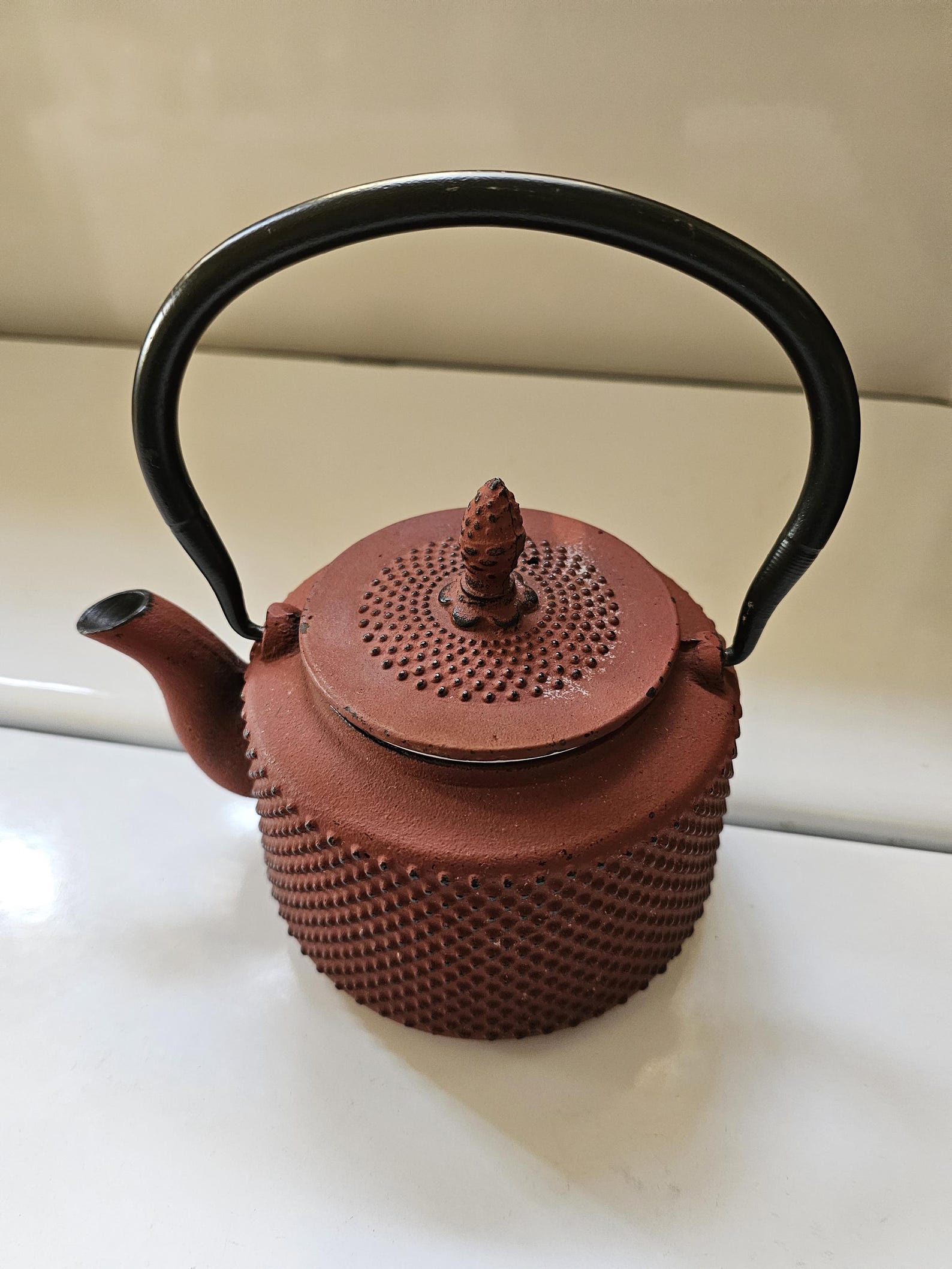 Vintage Japanese Style Red Cast Iron Teapot 2.5 Cup With Enameled ...