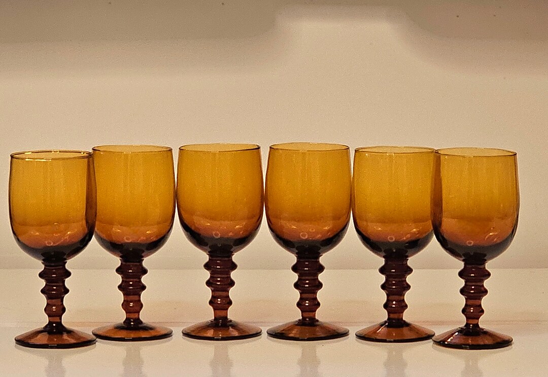 Vintage MCM 8oz Amber Water Goblets - Etsy