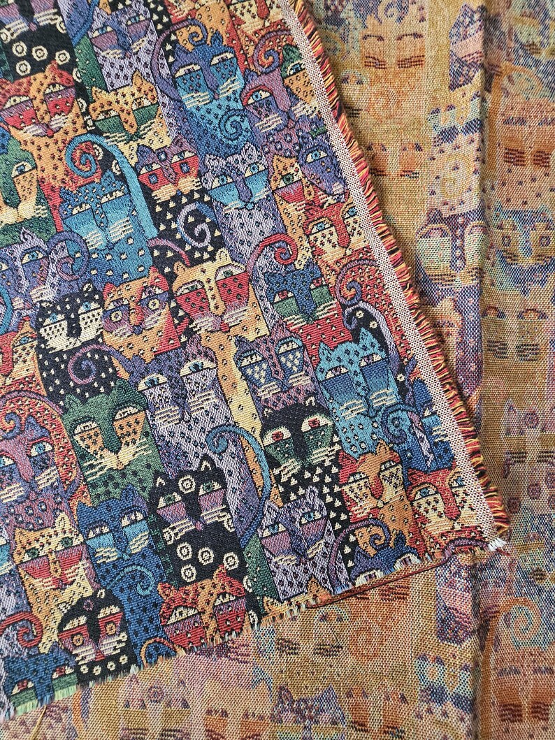 Vintage Laurel Burch "colorful Cats" Fabric NOS One Yard - Etsy