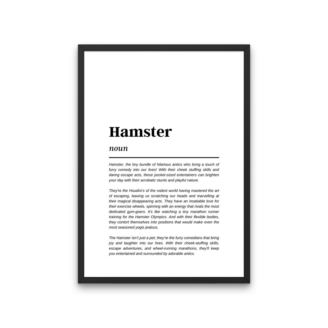 Hamster, Hamster Funny Definition Print, Digital Download, Hamster Gift ...