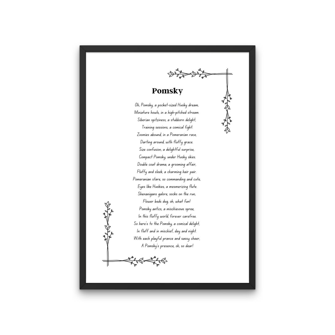 Pomsky, Pomsky Funny Poem Print, Digital Download, Pomeranian Husky ...