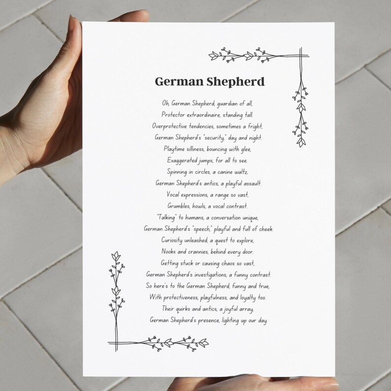 German Shepherd, German Shepherd Funny Poem Print, German Shepherd Dog ...
