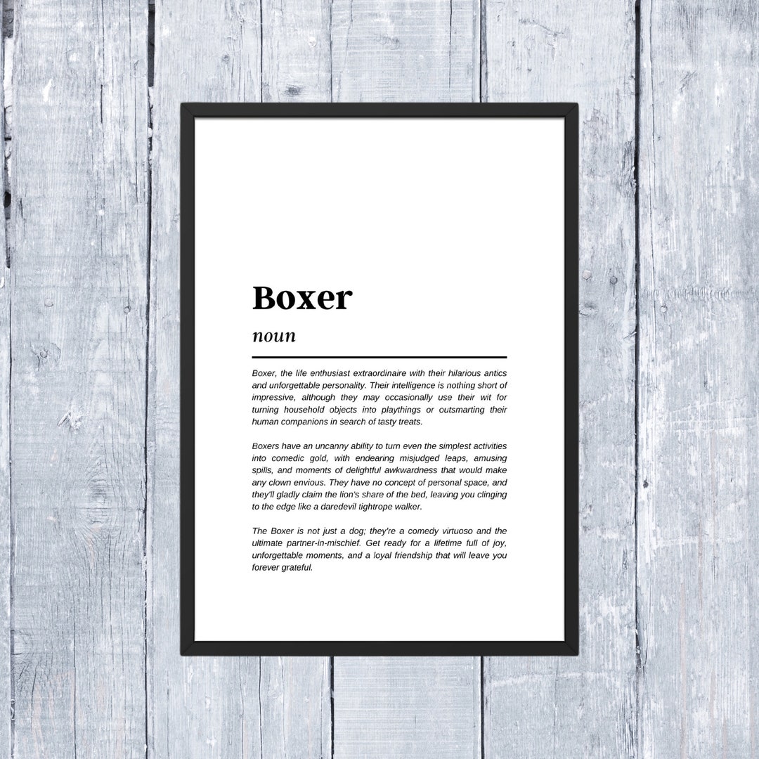 Boxer Dog, Boxer Dog Funny Definition Print, Dog Dad Gift, Dog Mom Gift ...