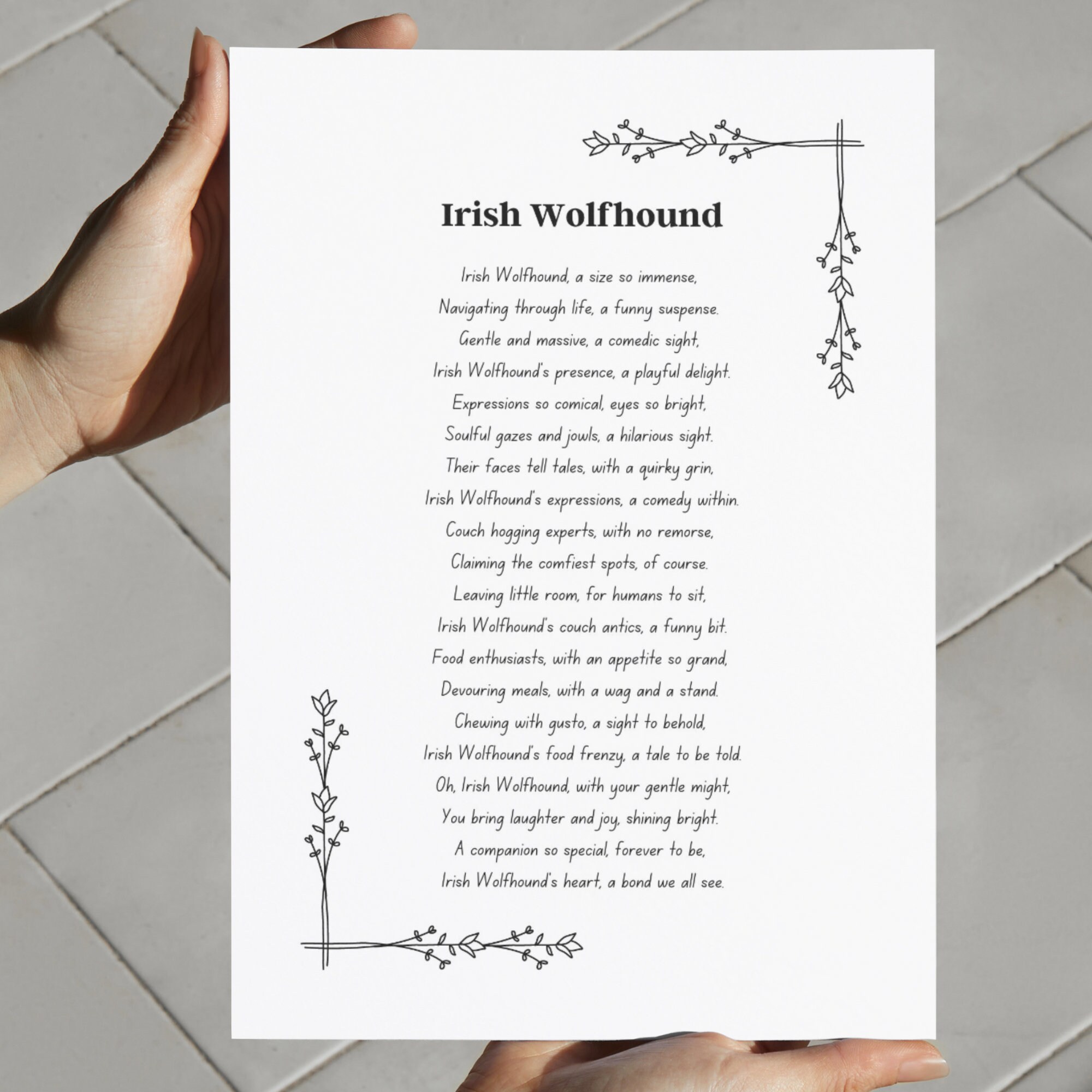 Irish Wolfhound, Irish Wolfhound Funny Poem Print, Wolfhound, Irish ...