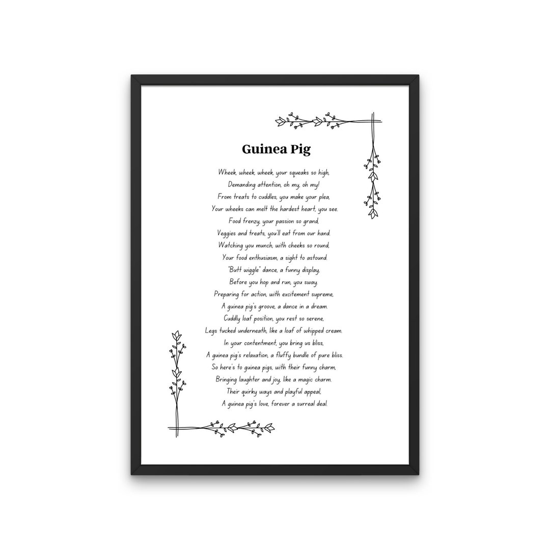 Guinea Pig, Guinea Pig Funny Poem Print, Digital Download, Guinea Pigs ...