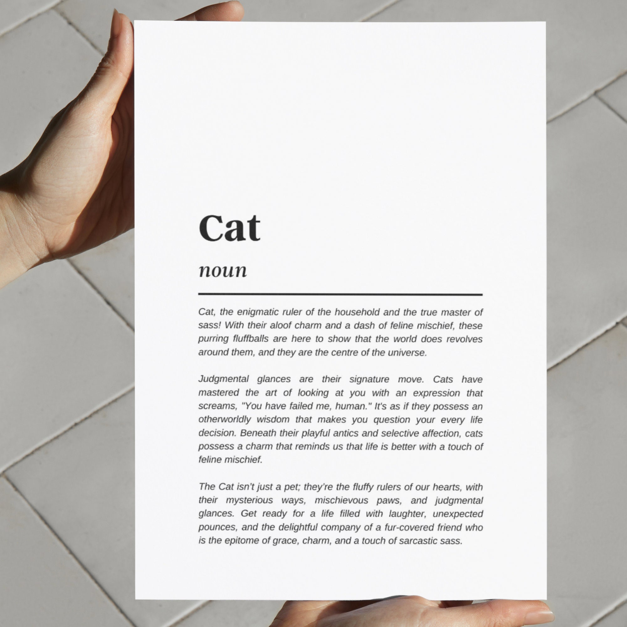 Cat Cat Funny Definition Print Gift for Cat Lovers Gift for - Etsy