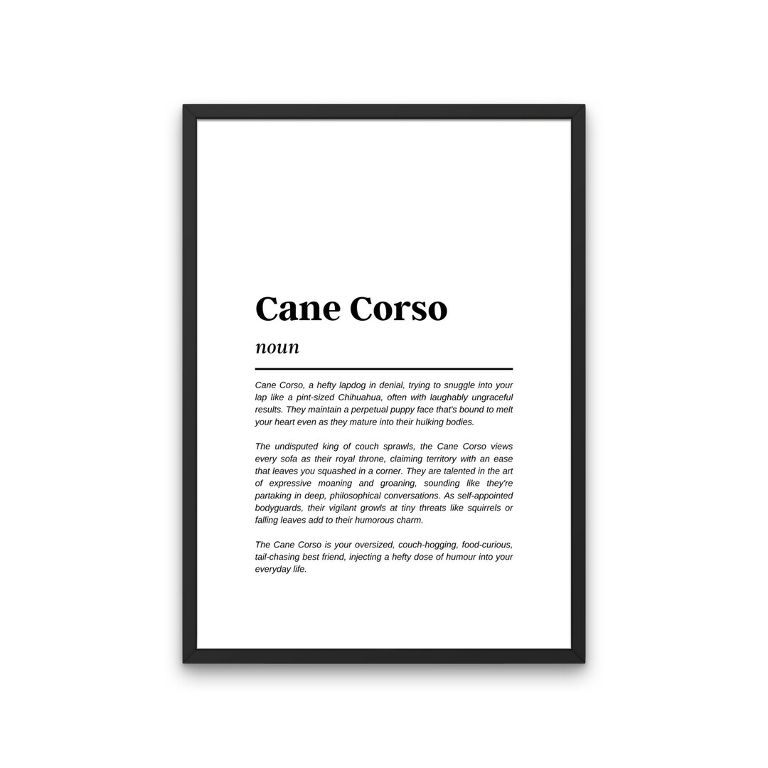 Cane Corso, Cane Corso Funny Definition Print, Digital Download, Cane ...