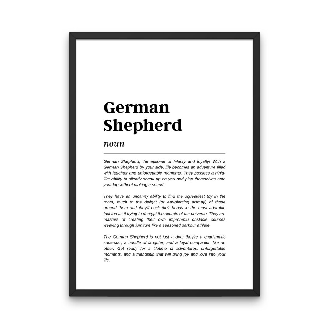 German Shepherd, German Shepherd Funny Definition Print, German ...