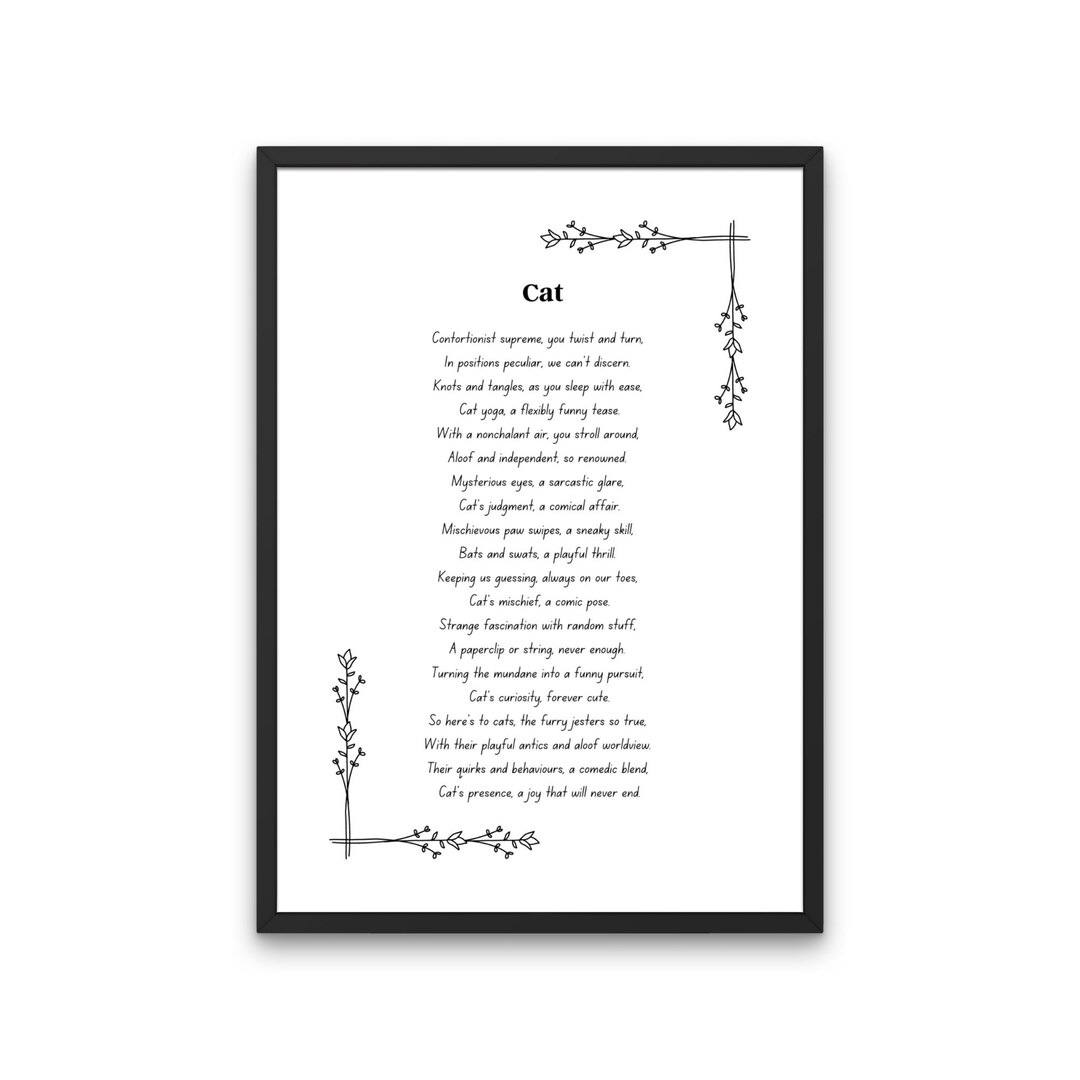 Cat, Cat Funny Poem Print, Gift for Cat Lovers, Gift for Cat Owners ...