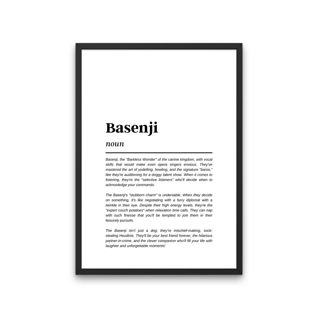 Basenji, Basenji Funny Definition Print, Basenji Mom, Basenji Dog ...